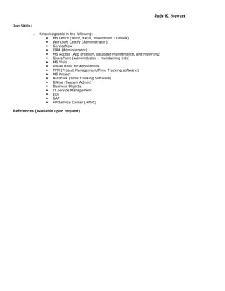 Judy Stewart - Resume | PDF