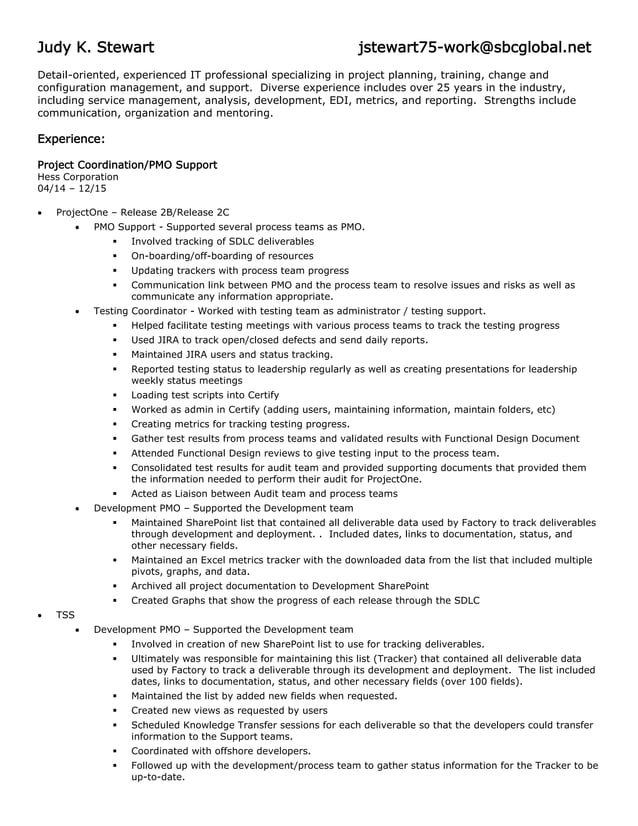 Judy Stewart - Resume | PDF