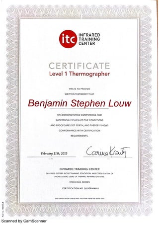 Level 1 Infrared training certificate | PDF | Cameras and Camcorders ...
