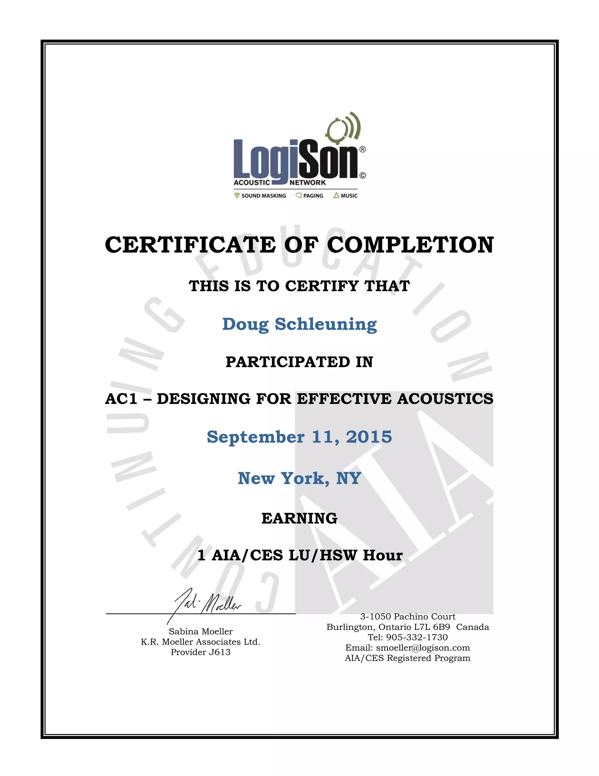 LogiSon Acoustic Certificate | PDF