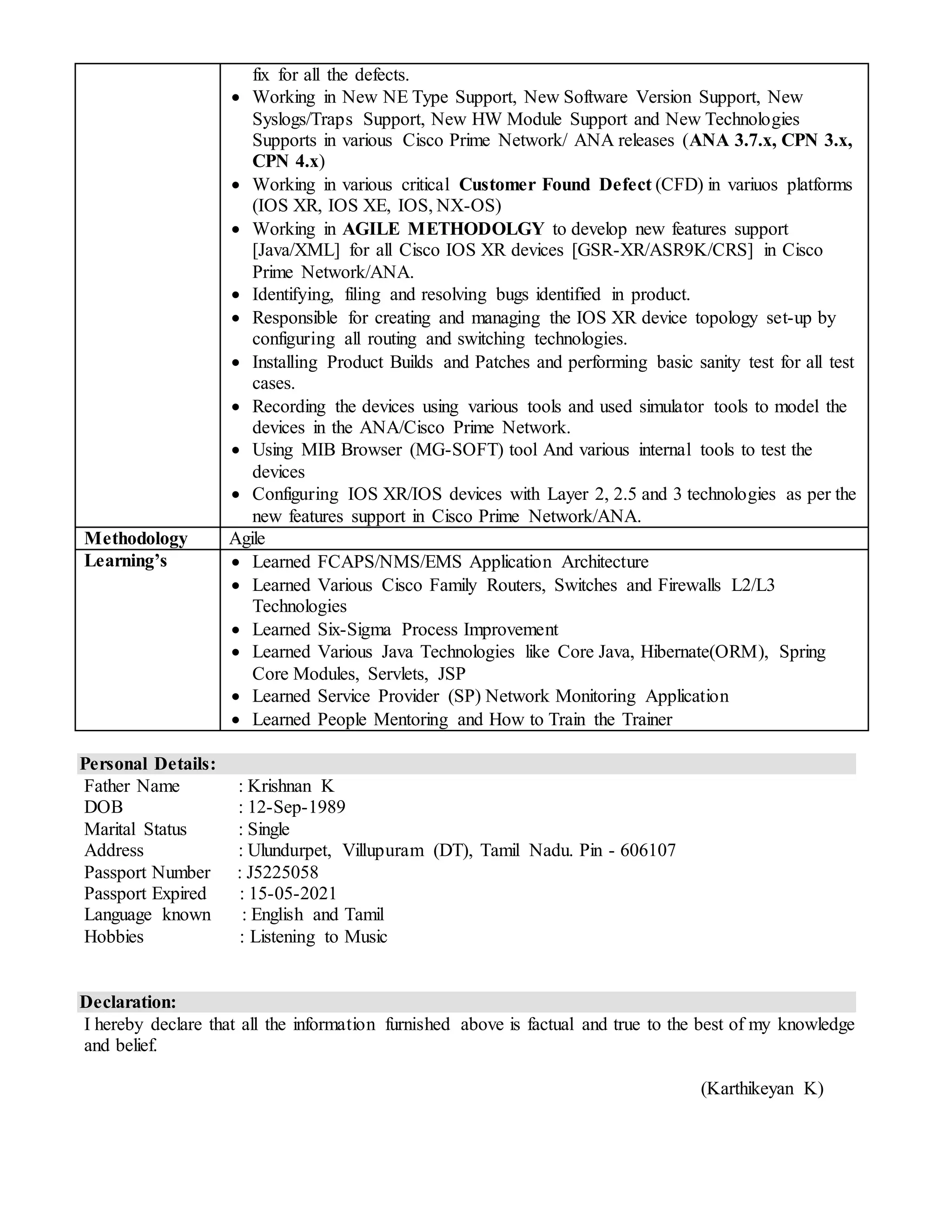 Karthikeyan Krishnan_5.0_Years_NMS_EMS_Application Developer | PDF