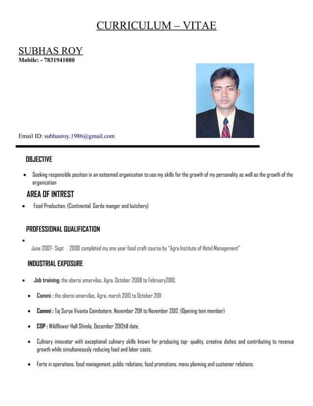 subhas roy cv(2) | PDF