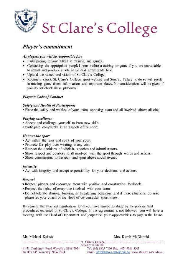 Player’s commitment form | DOCX | Secondary Education | Education