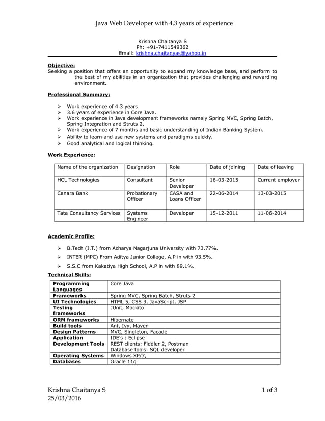 Krishna_chaitanya Java Developer | PDF