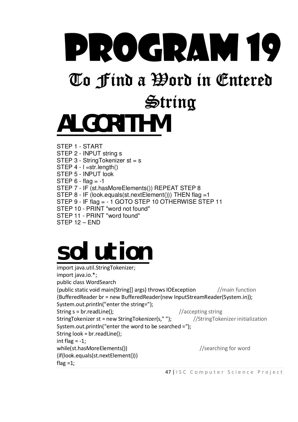 81818088 Isc Class Xii Computer Science Project Java Programs