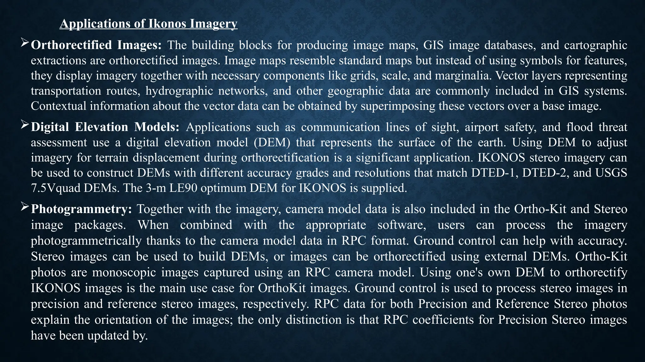 Application of ikonos, spot and landsat imagery | PPTX