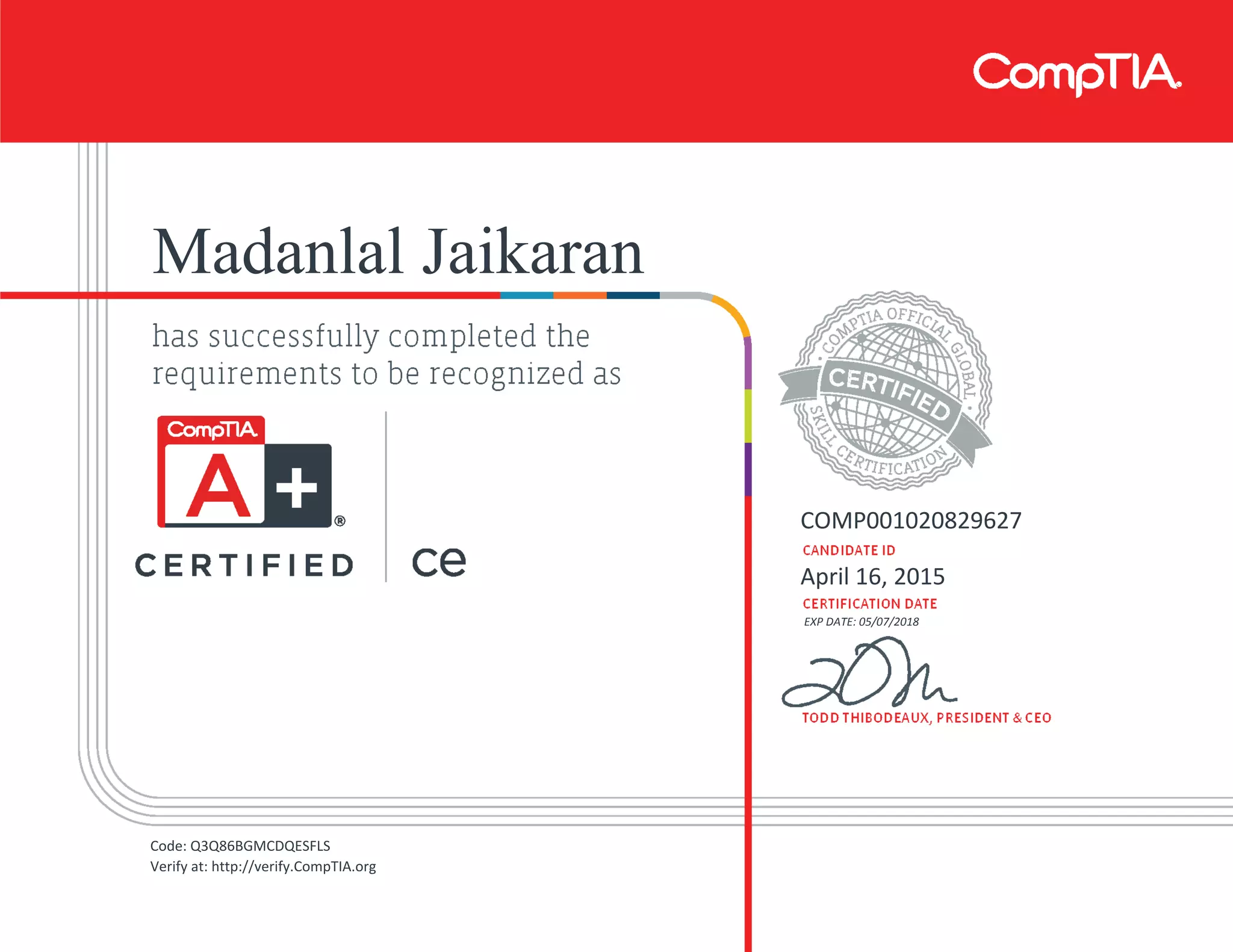 CompTIA A+ ce certificate (2) | PDF