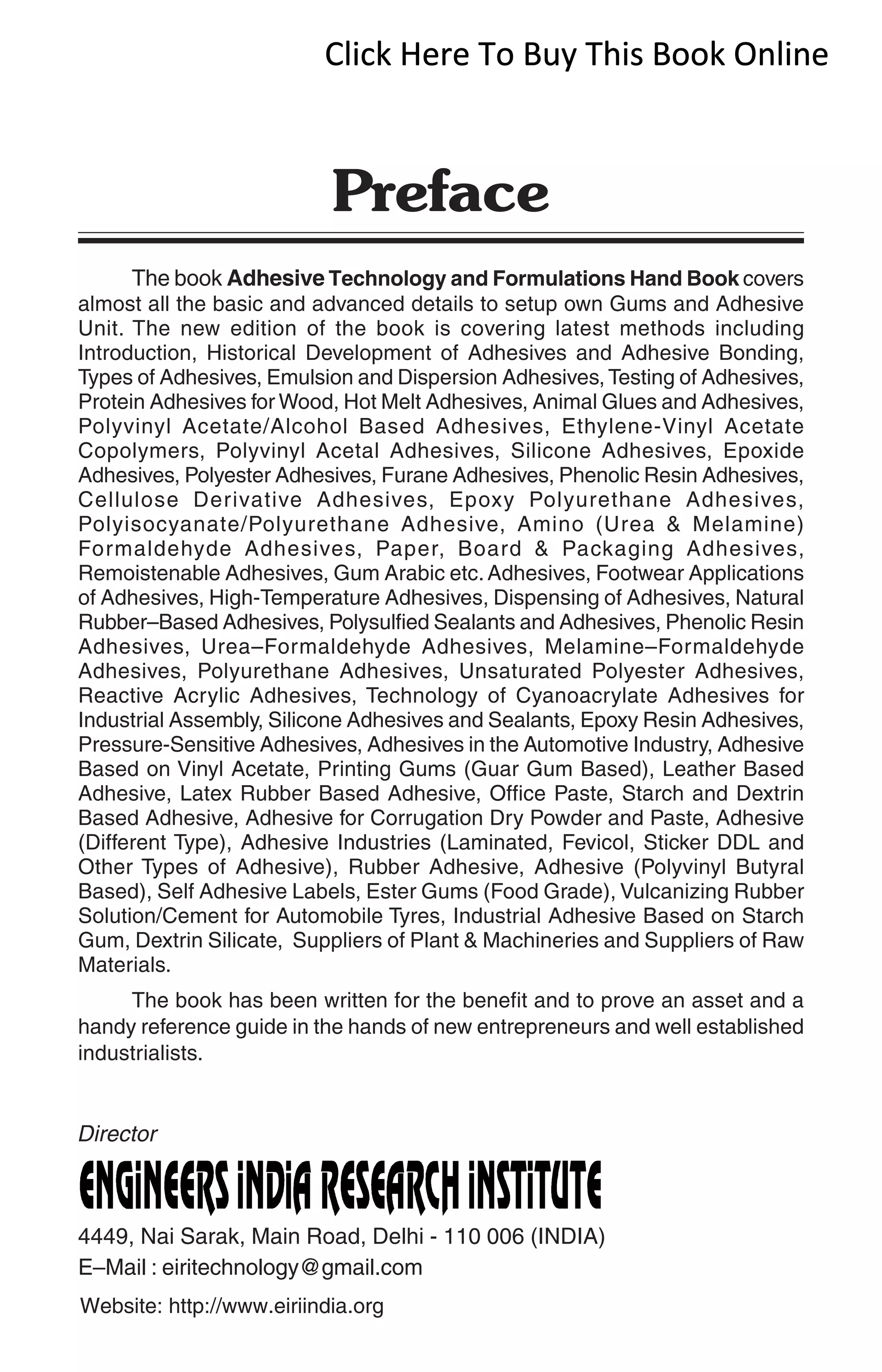 Adhesive Technology & Formulations (Technology Book) | PDF