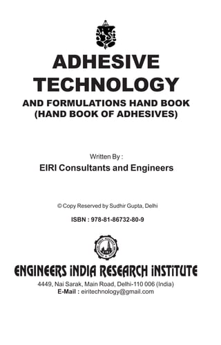 Adhesive Technology & Formulations (Technology Book) | PDF