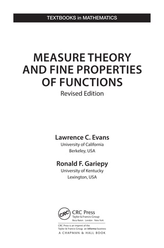 Measure theory and fine properties of functions Evans | PDF