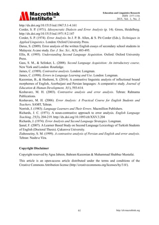 The Role of Error Analysis in Teaching and Learning of Second and ...