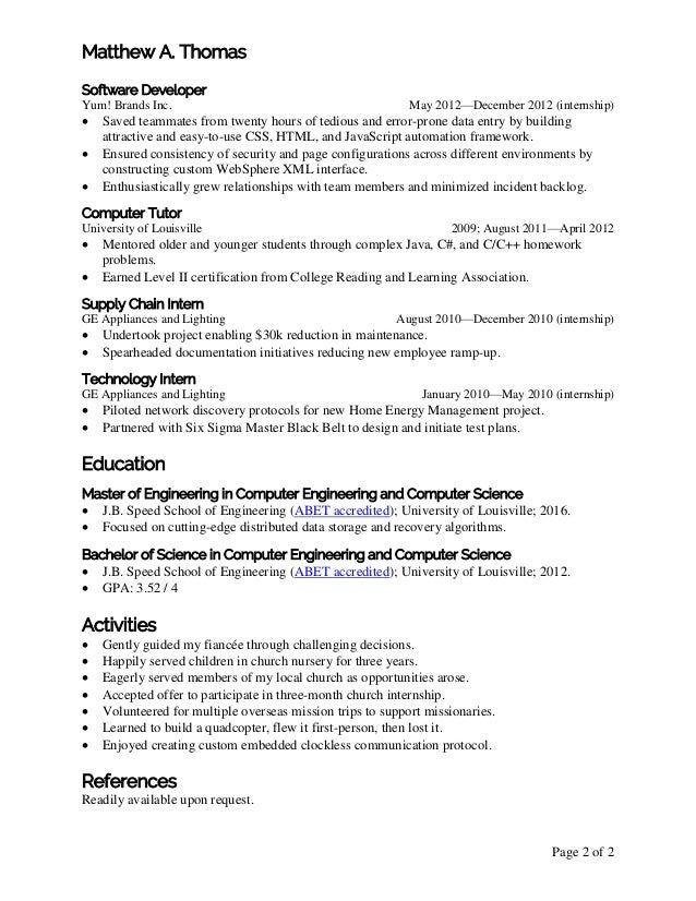 Matthew Thomas - resume