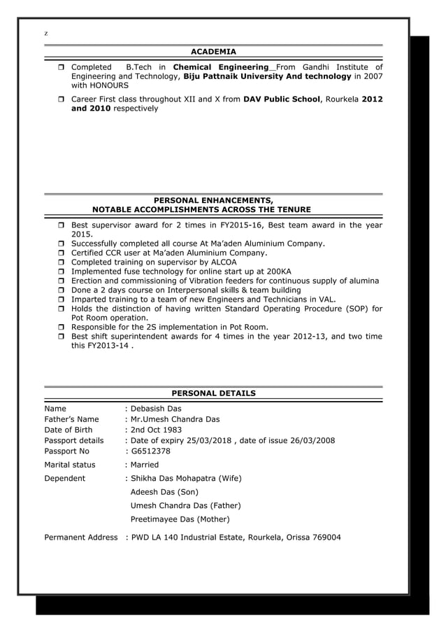 debasish_das_ resume maaden | PDF