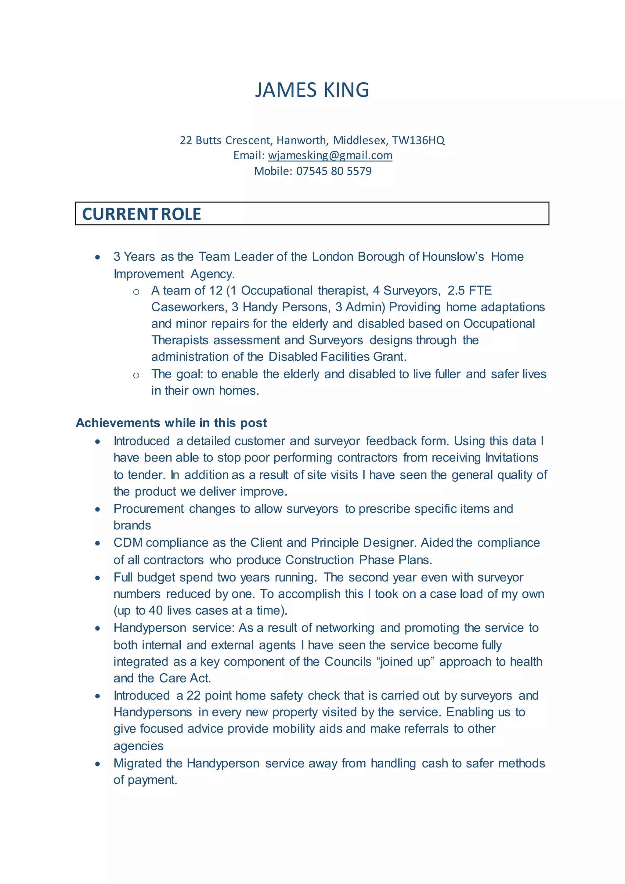 James King CV 2016 | DOCX