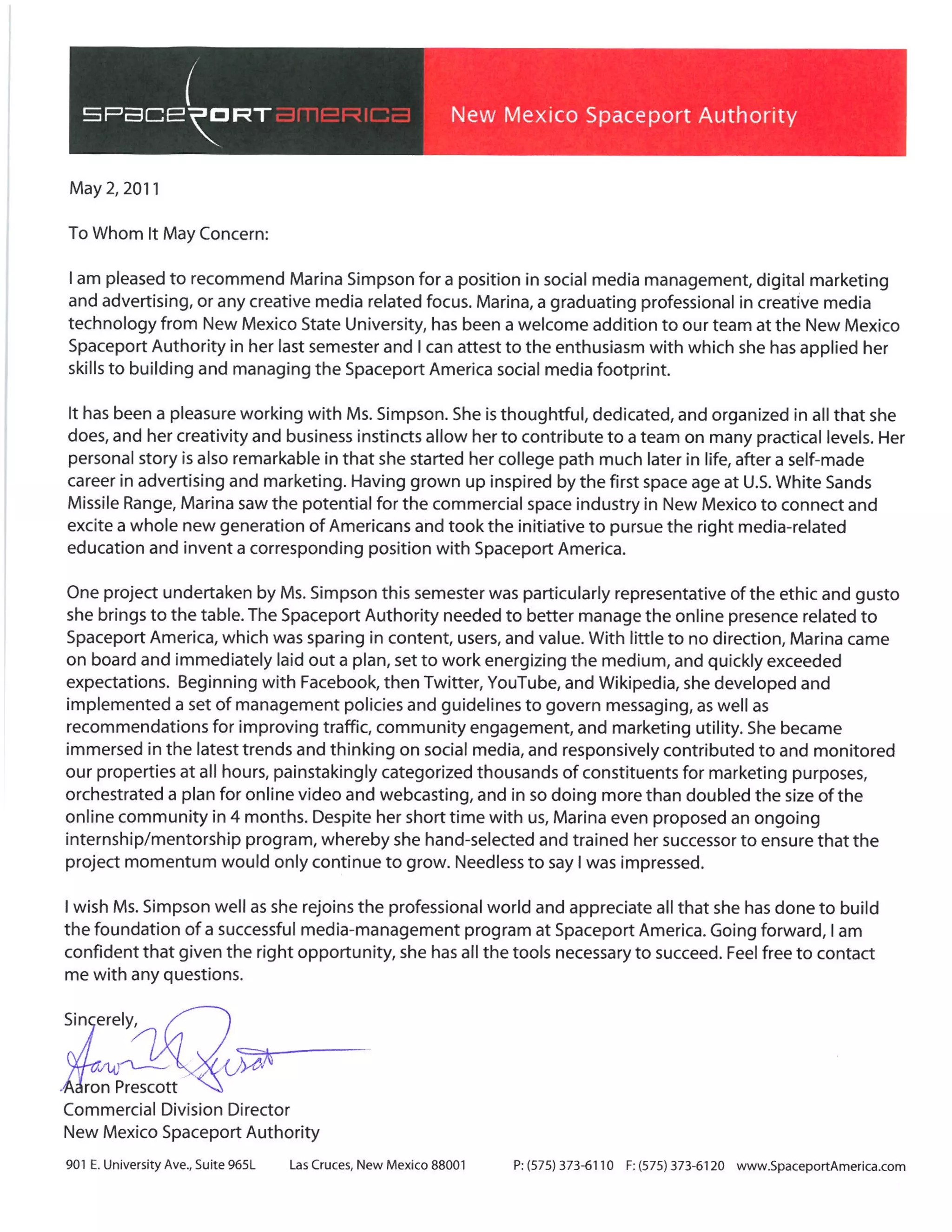 Marina Simpson Letter of recommendation letterhead(1) | PDF