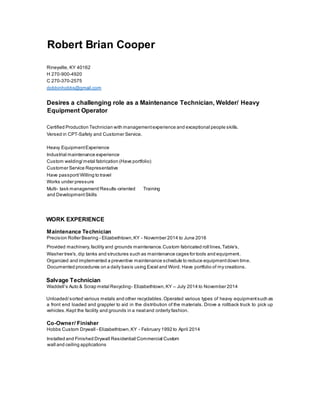 RESUME ROBERT BRIA COOPER AUG 1ST | PDF