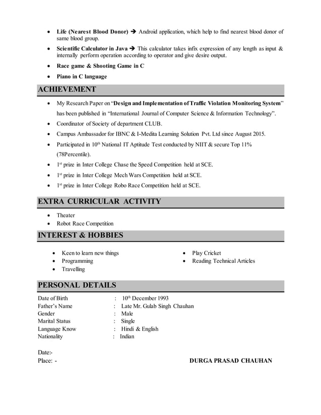 RESUME_DURGA_PRASAD | DOCX | Programming Languages | Computing