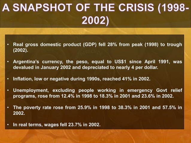 Argentina Crisis 2001 | PPTX | Currencies | Economy