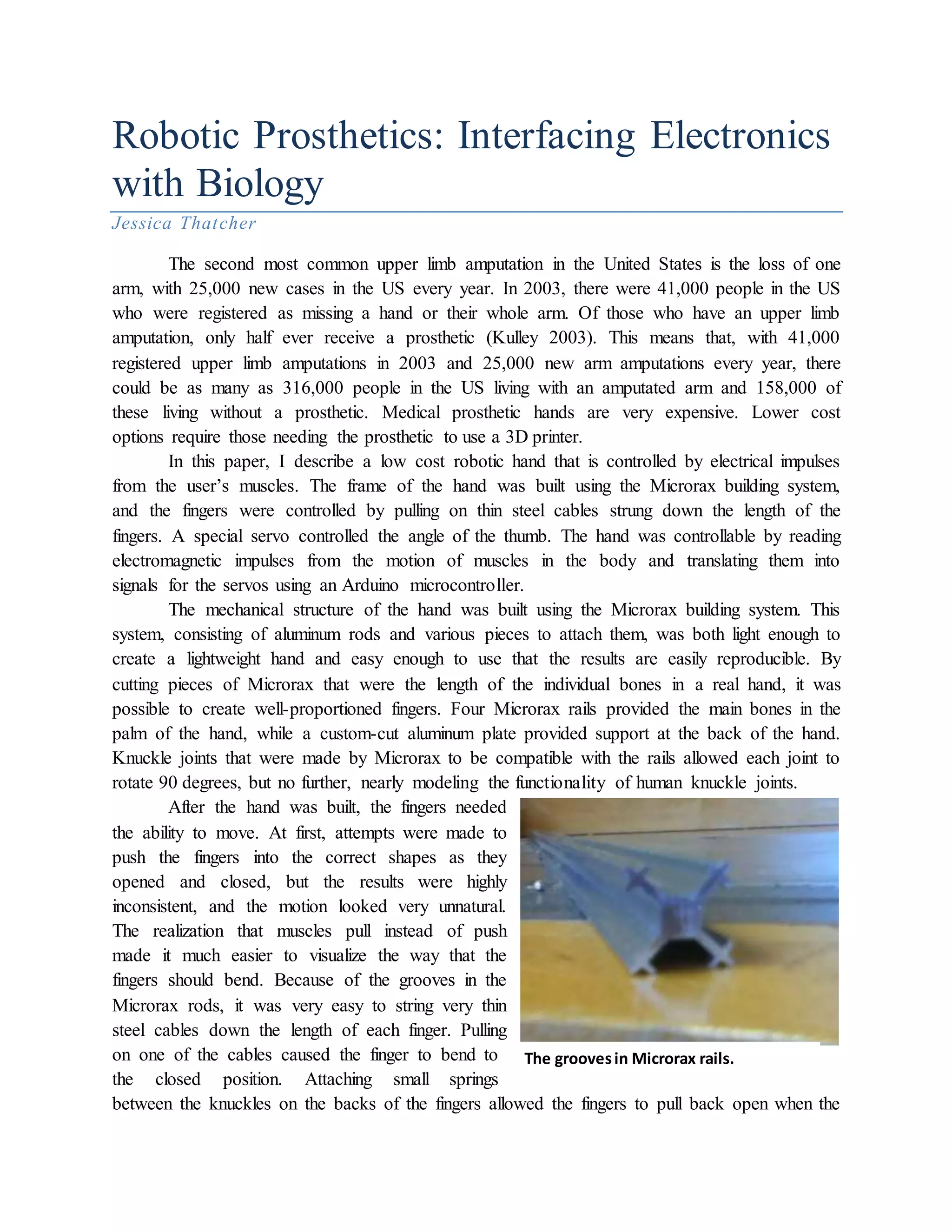 Robotic Prosthetics Interfacing Electronics With Biology Pdf