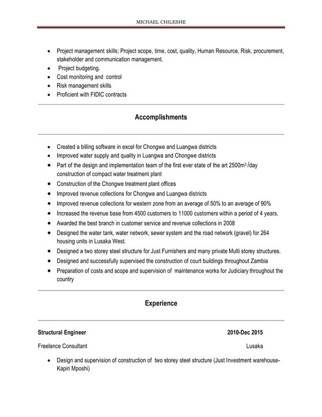 MICHAEL CHILESHE CV 1 | PDF