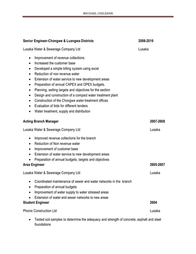 MICHAEL CHILESHE CV 1 | PDF
