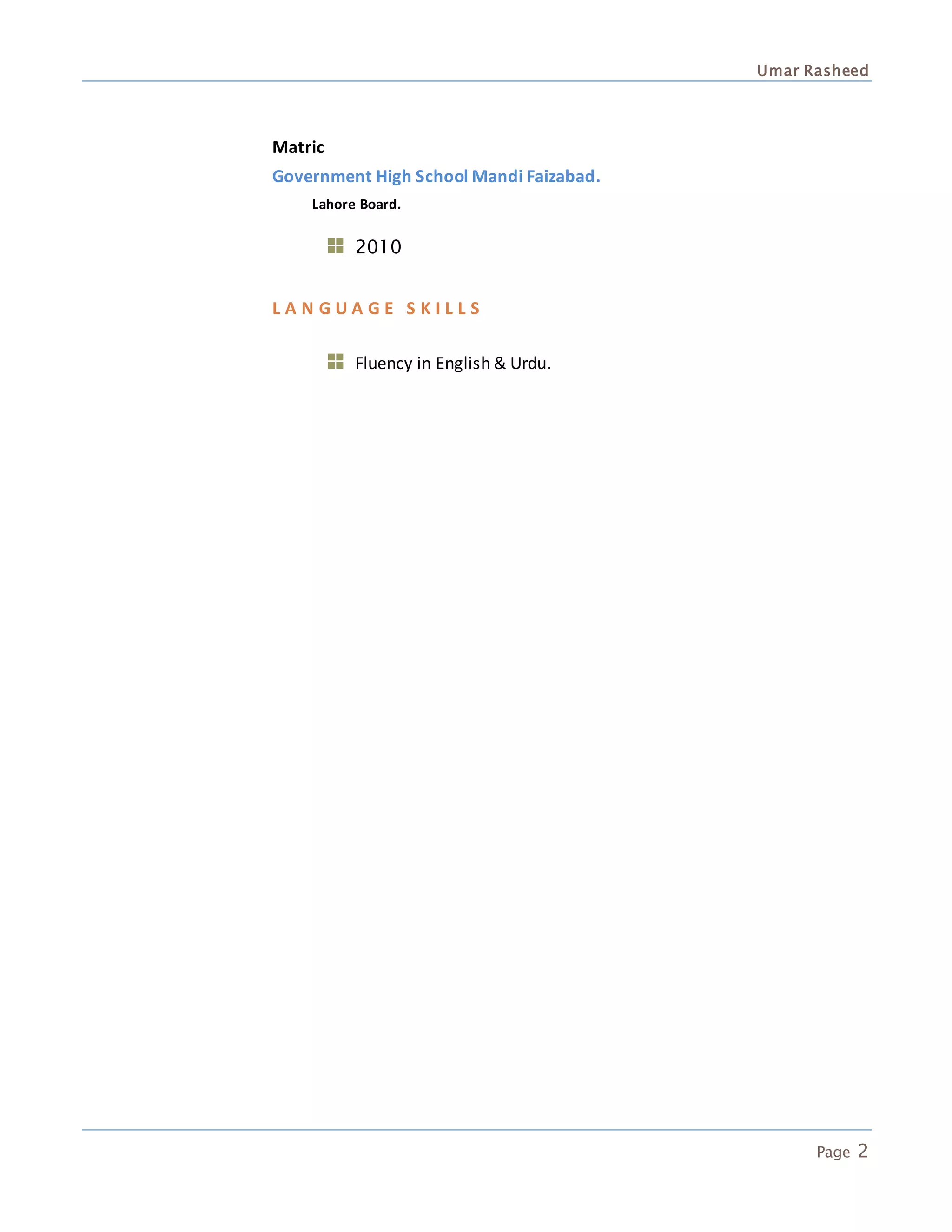 Umar Rasheed cv | DOCX