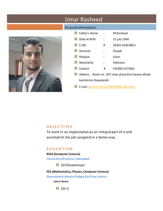 Umar Rasheed cv | DOCX