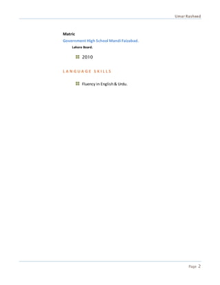 Umar Rasheed cv | DOCX