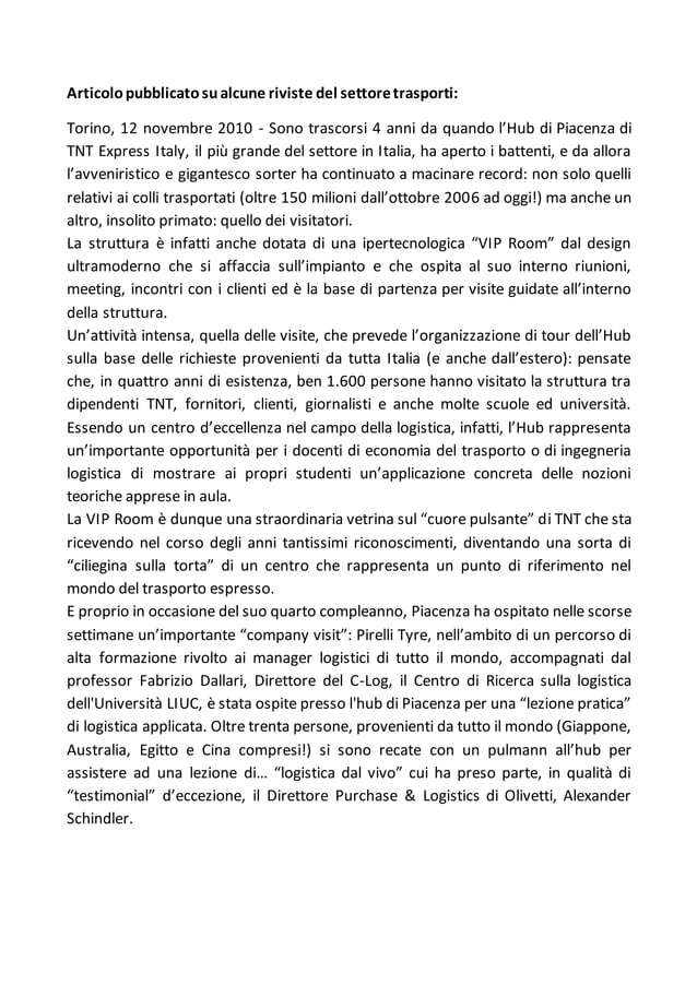 Articolo su HUB TNT | PDF