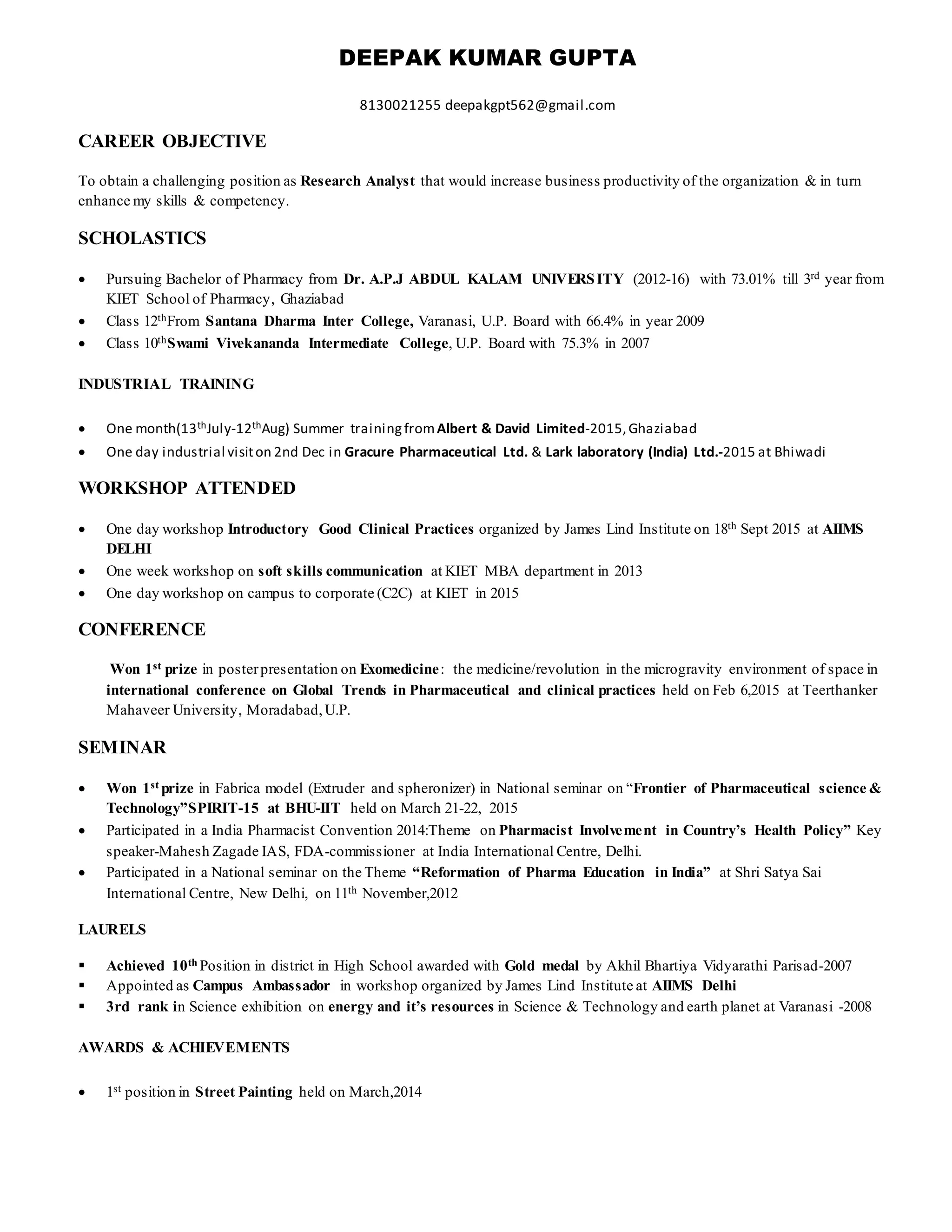 1st Cv Deepak Kumar Gupta Pdf 