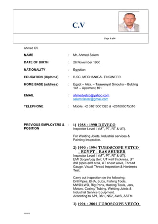 Ahmed Salem New CV - 12.2016