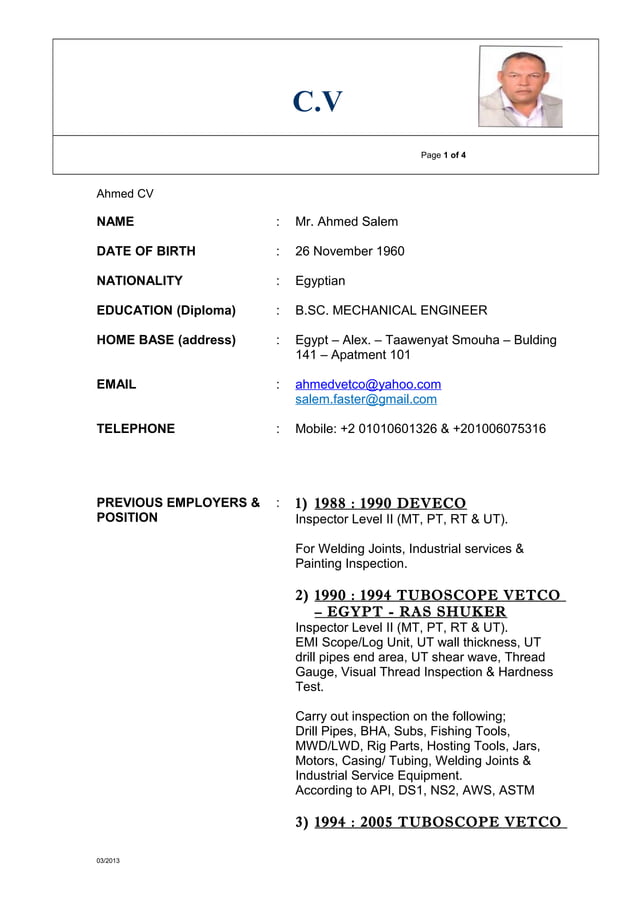 Ahmed Salem New CV - 12.2016