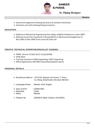 sameer-parab_resume | DOC | Civil Engineering Industry | Industries