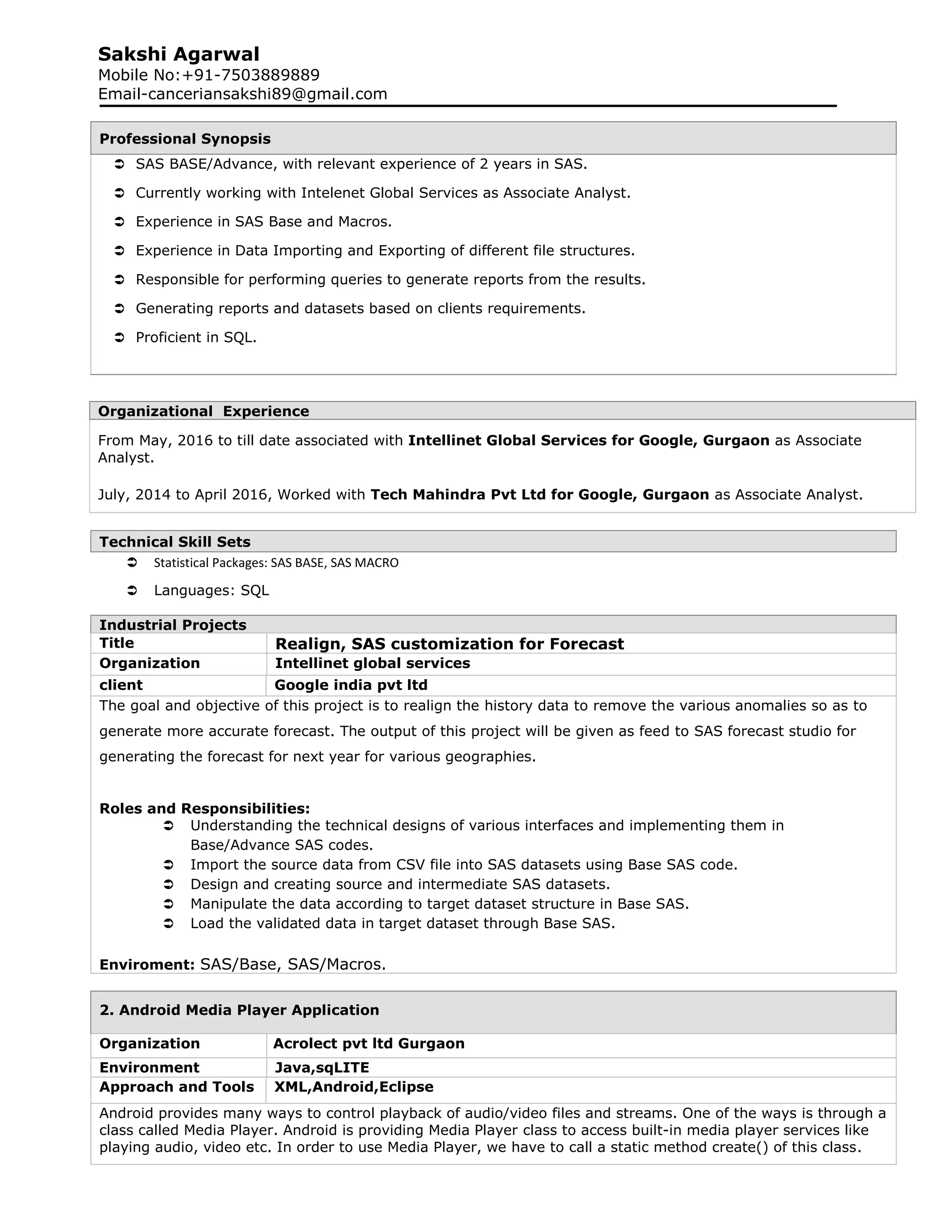 sasresume | PDF