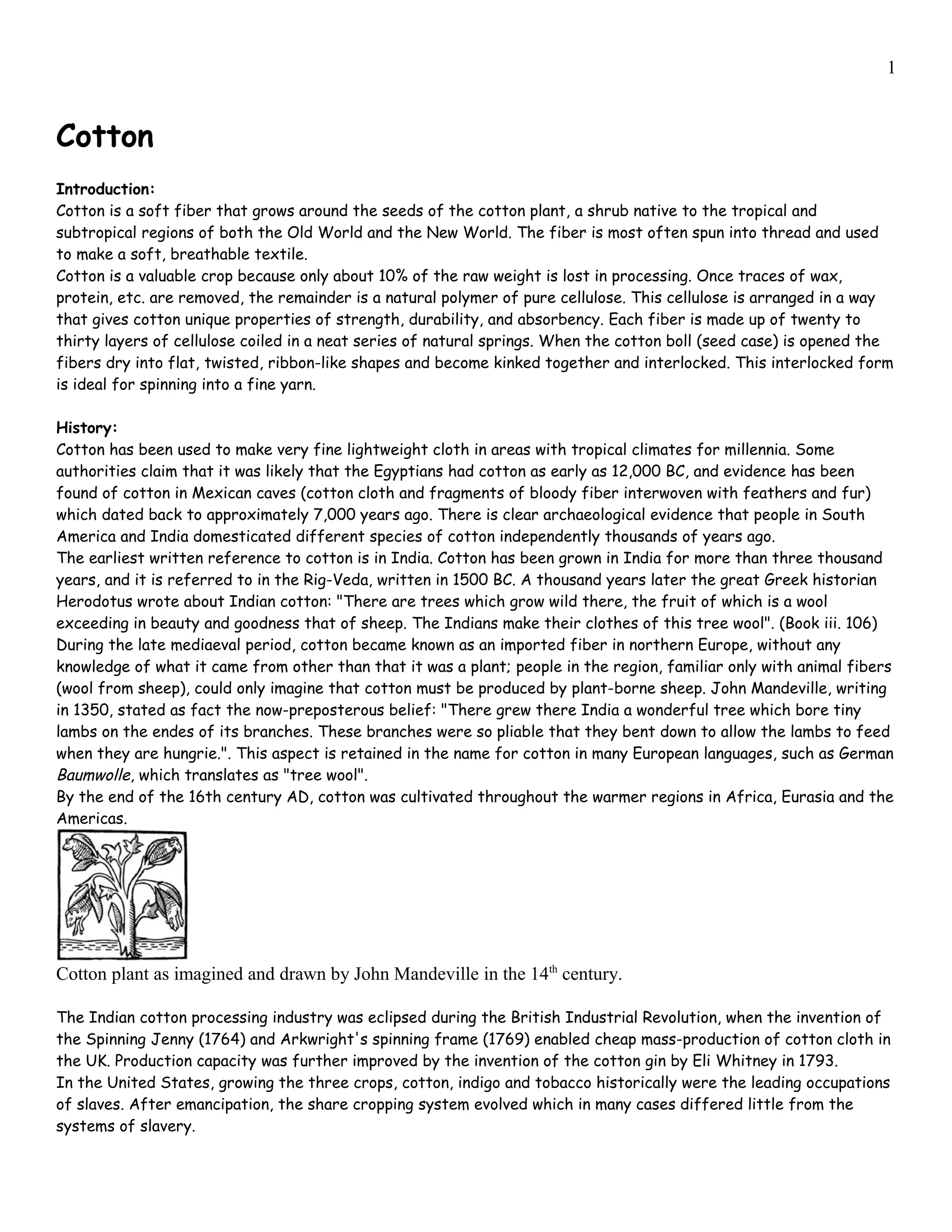 Assignment paper on Cotton | DOC