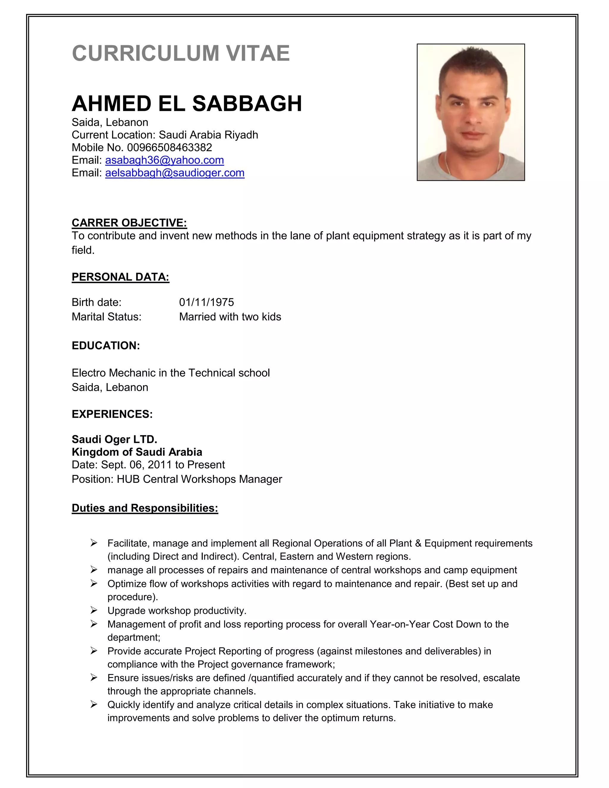 CV Ahmed Sabbagh | PDF