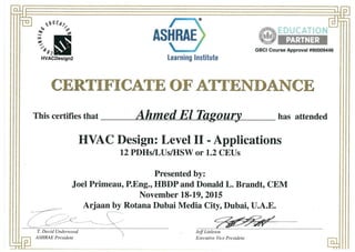 ASHRAE Certificate Design Level-2 | PPT