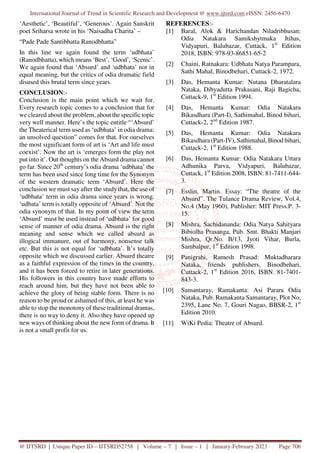 ‘Absurd’ the Theaterical Term Used as ‘Udbhata’ in Odia Drama An ...