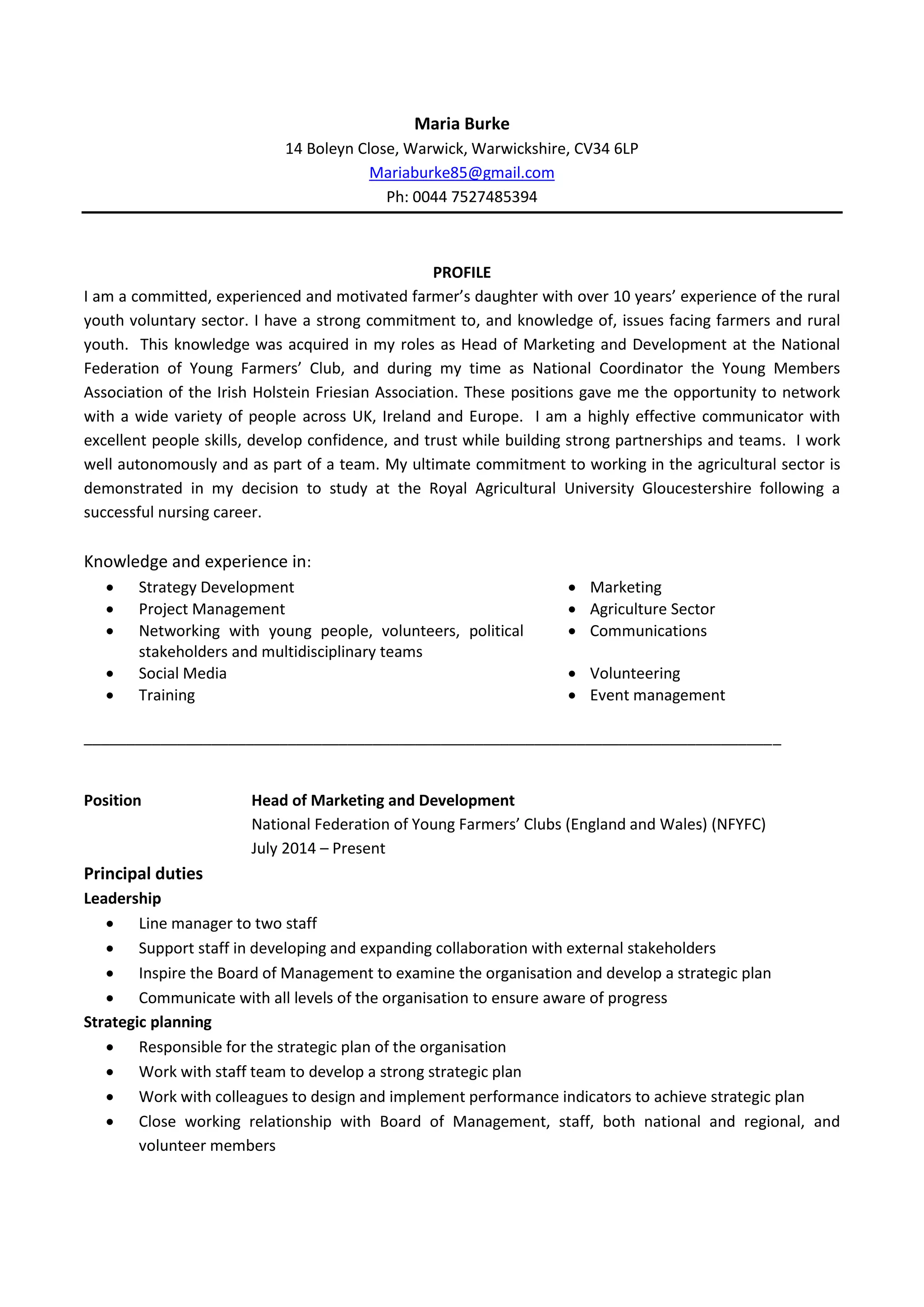Maria Burke CV | PDF