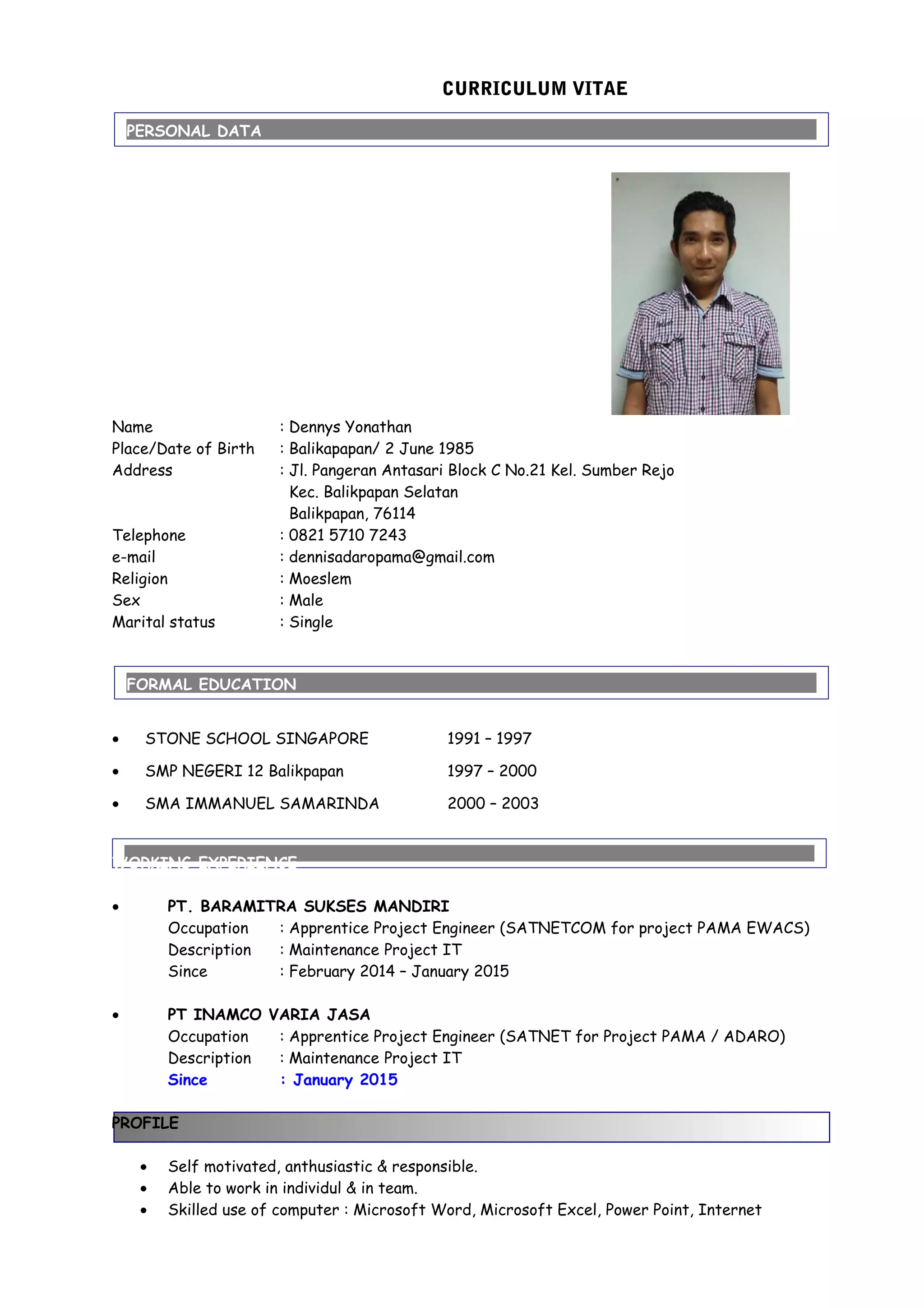 CV_DENNYS YONATHAN | PDF