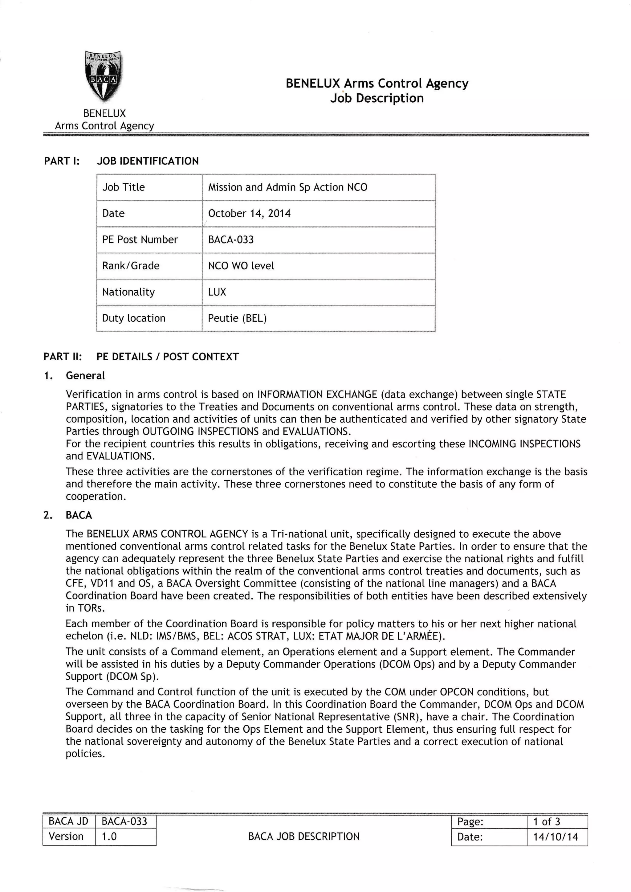 13. BACA plus job description | PDF