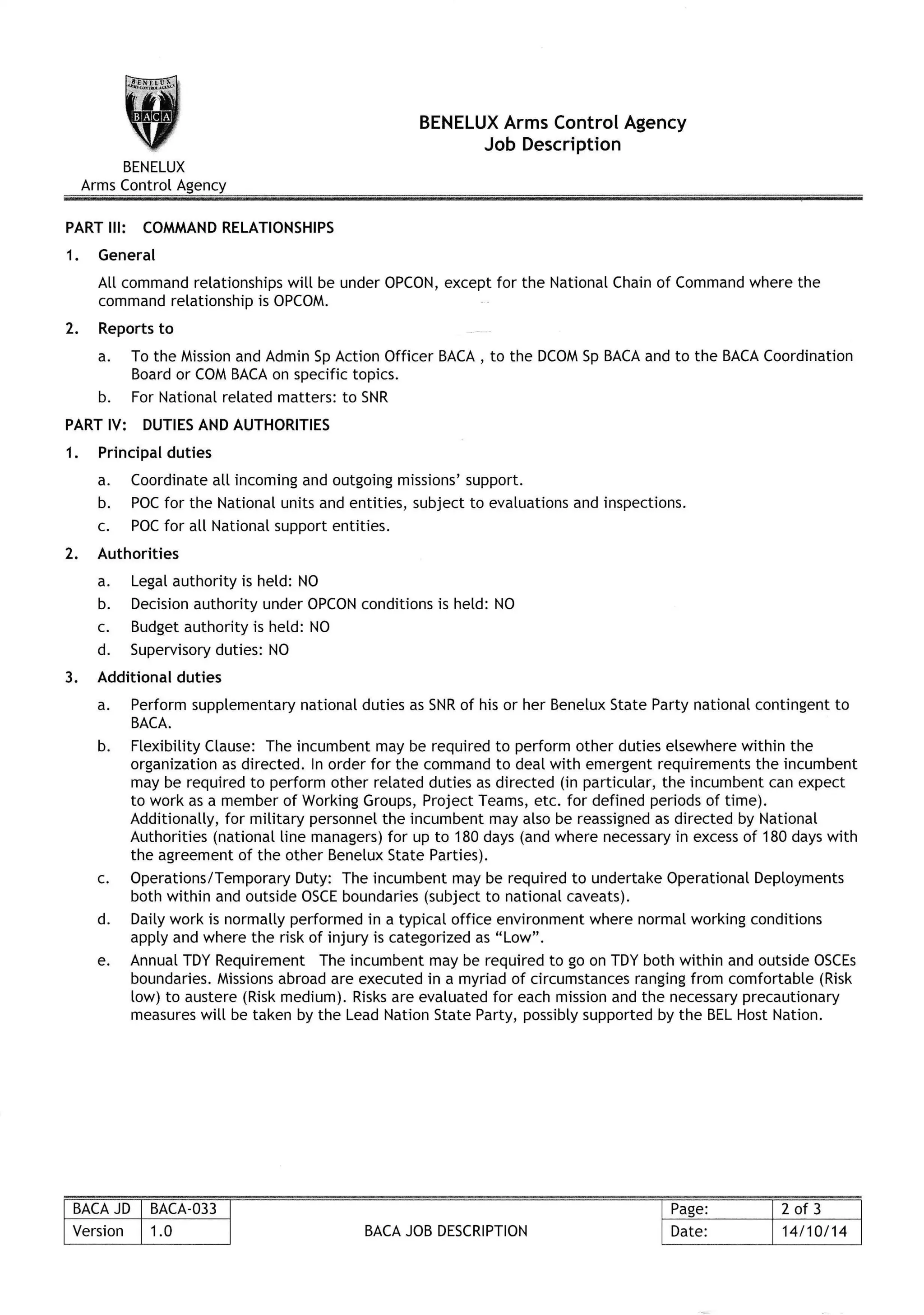 13. BACA plus job description | PDF