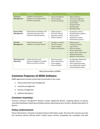 Mobile Device Management - Product Study | DOC