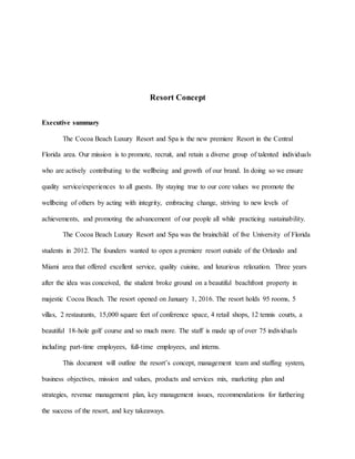 Hospitality- Resort Concept- Revenue Management Plan Final Report | DOCX