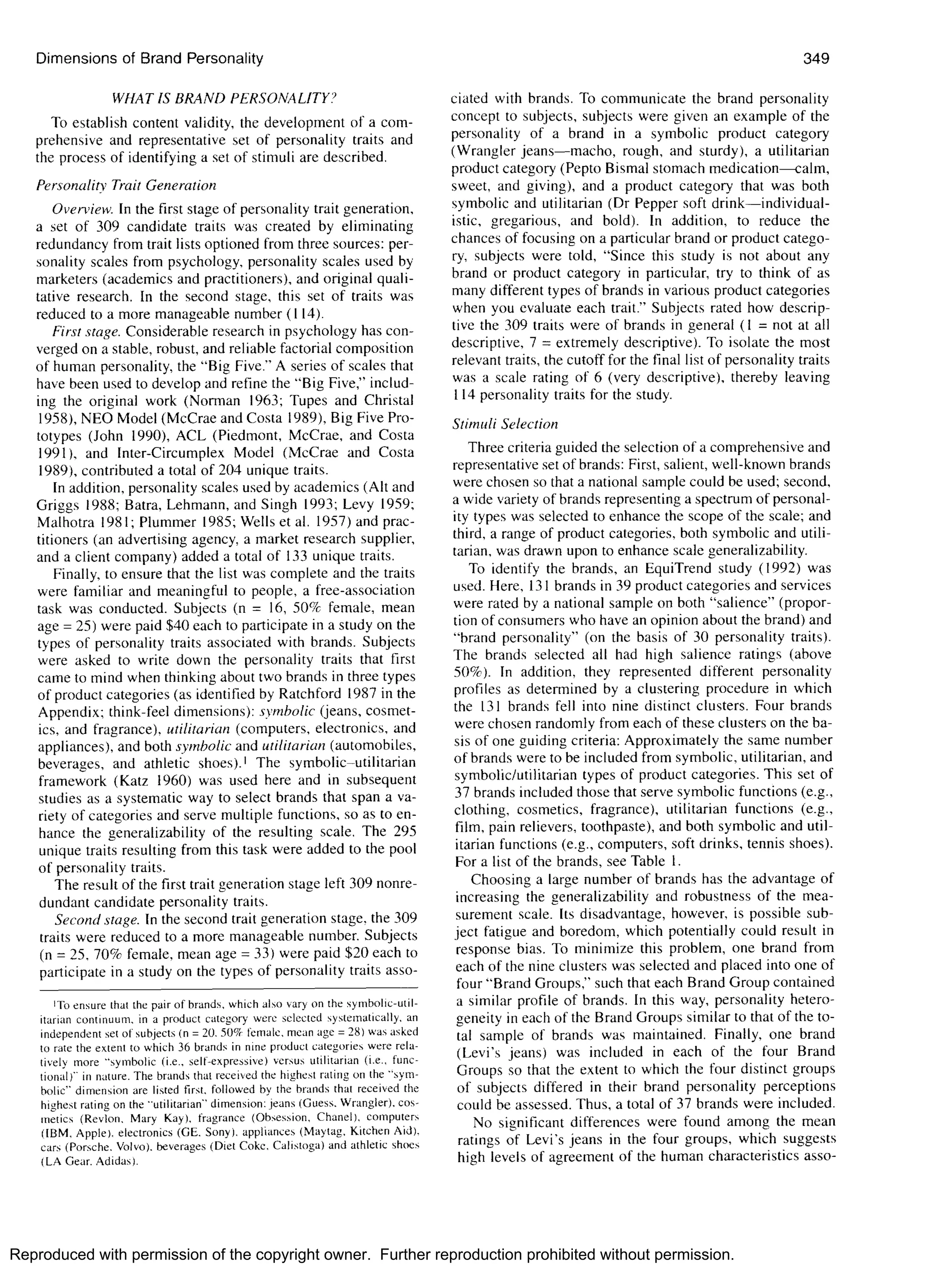 Aaker Brand personality | PDF