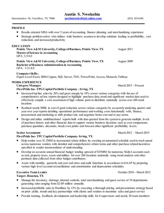 Austin Nwokobia Resume | PDF