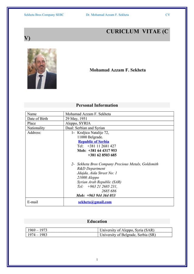 Dr. Sekheta CV English FINAL January 2017 | DOC