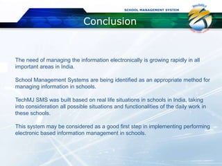 TechMJ School Management System | PPTX | Educational Assessment | Education