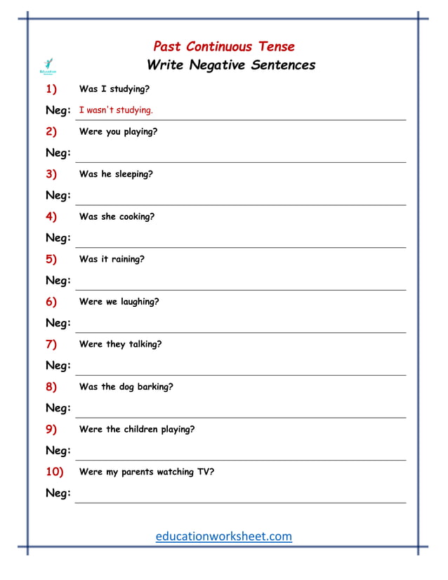 English tenses of past continuous tenses | PDF