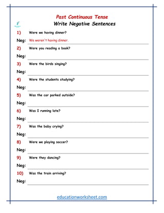 English tenses of past continuous tenses | PDF